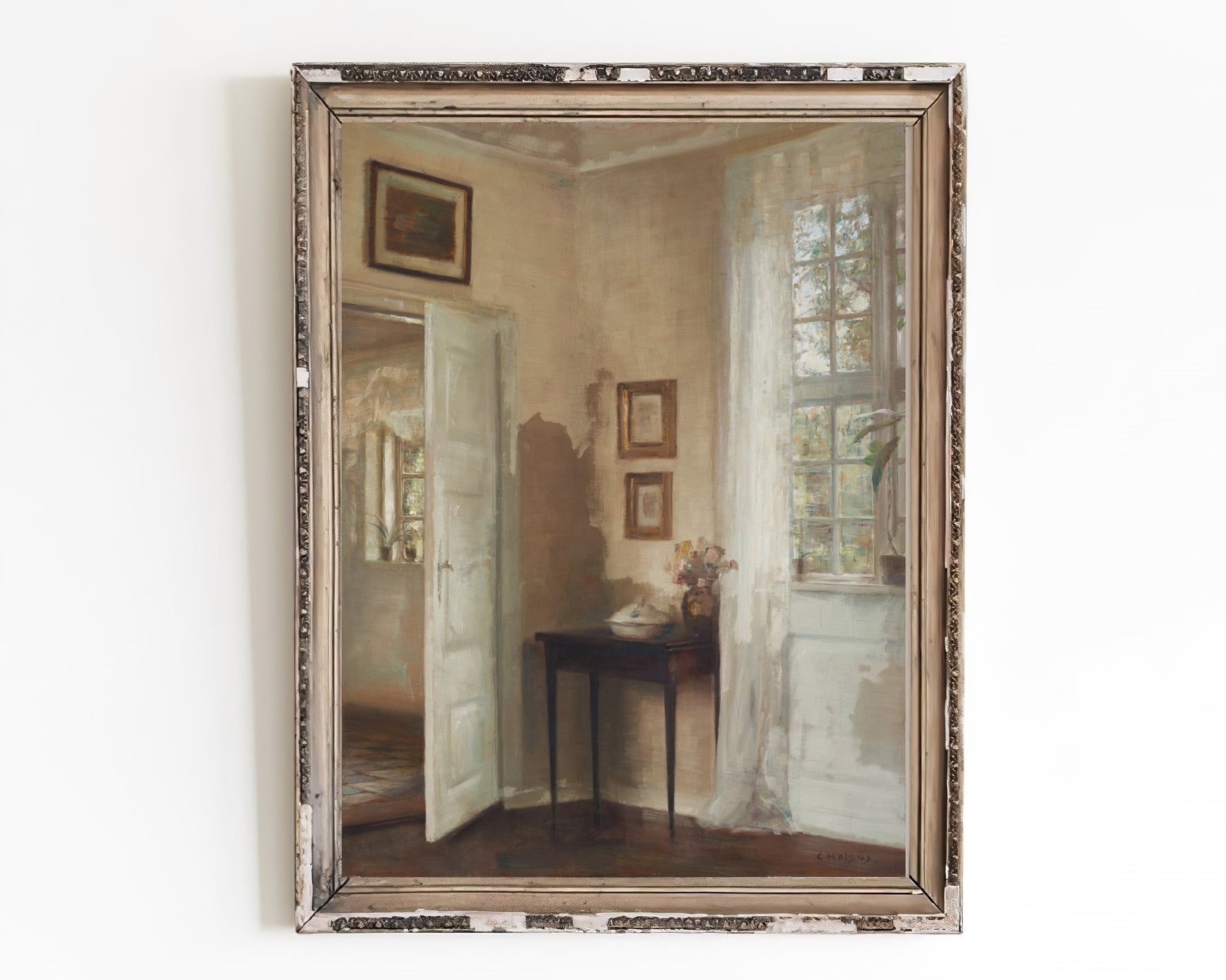 PRINTABLE ART Vintage Interior Scene Oil Painting - Etsy