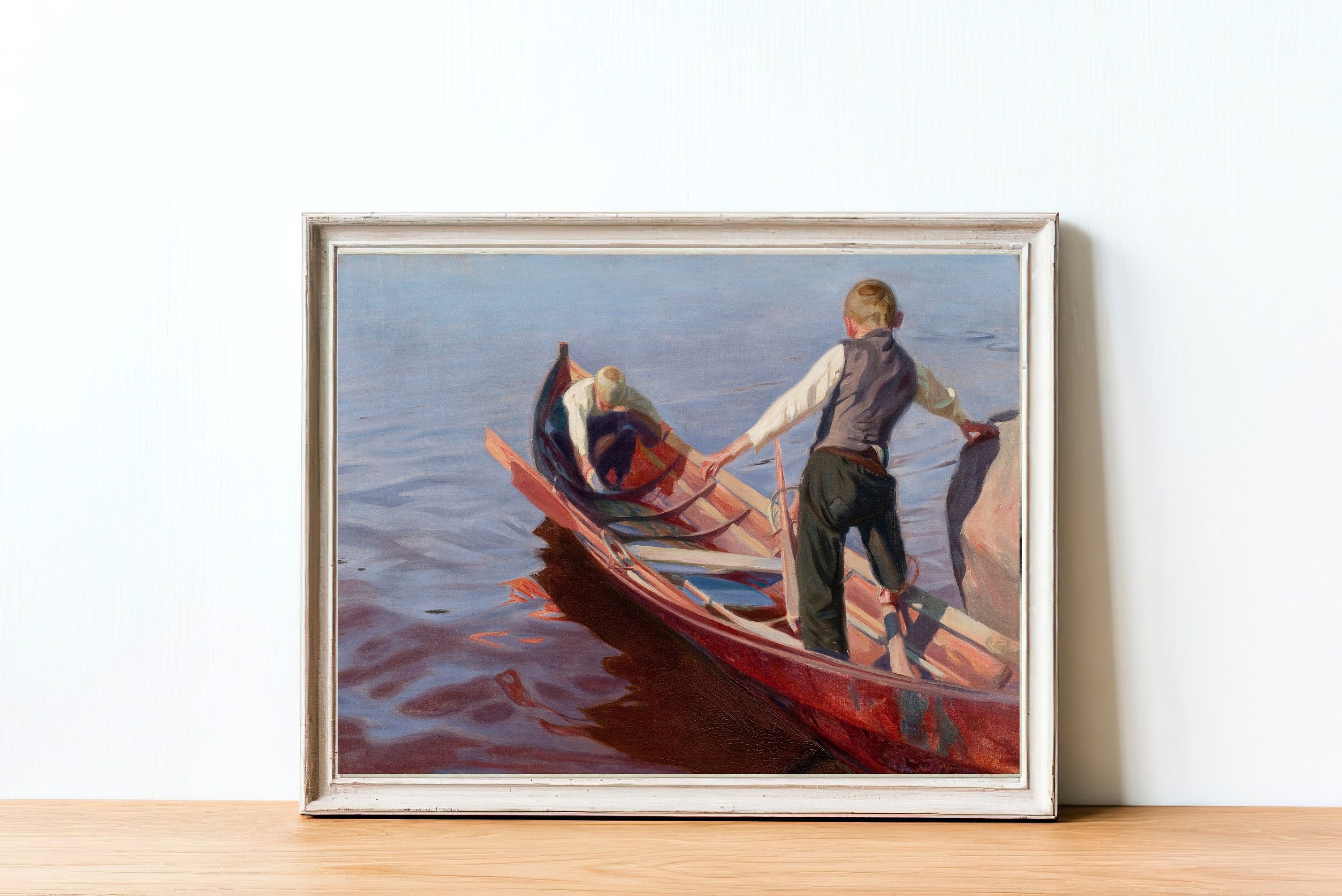 CANVAS ART PRINT | Two Boys on a Boat Trip Wall Art Print | Childhood ...