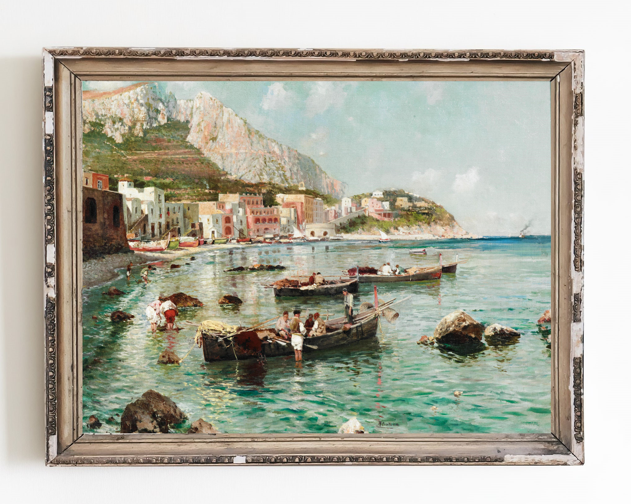 PRINTABLE ART | Vintage Capri Oil Painting | Antique Marina Wall Art ...