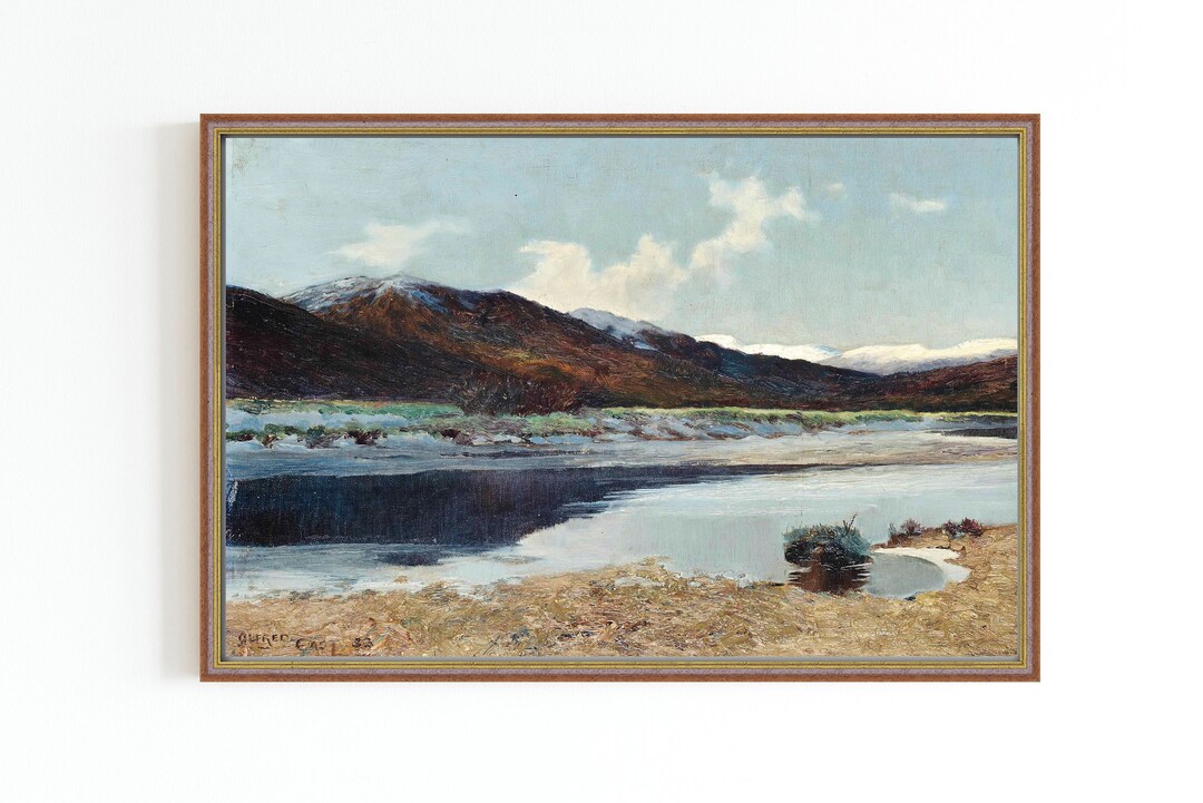 CANVAS ART PRINT | Vintage Scottish Loch Oil Painting |lake Painting ...