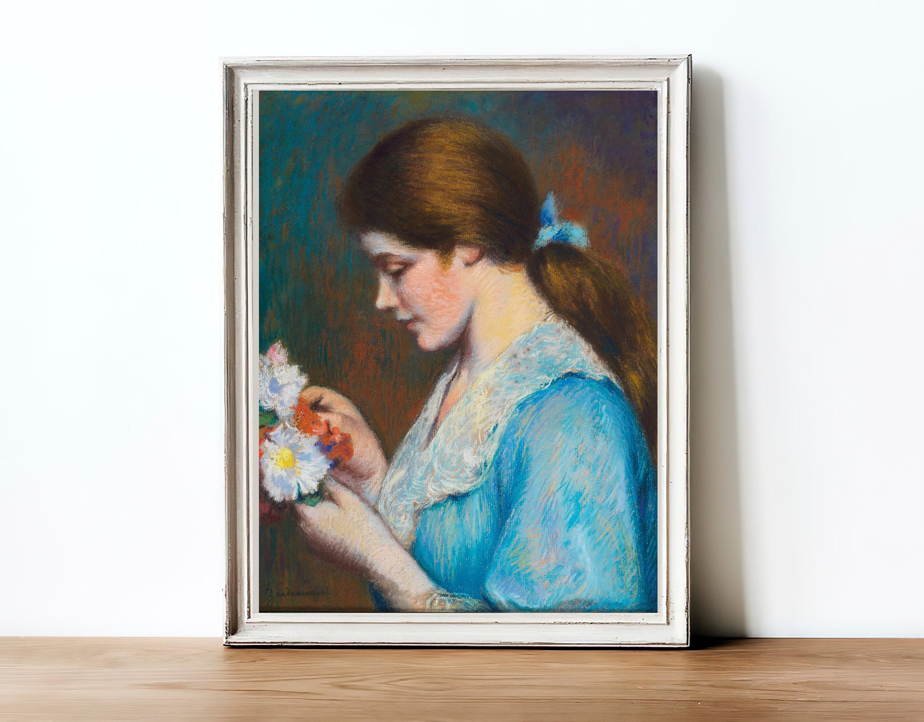 PRINTABLE ART | Vintage Girl Portrait Oil Painting | A Young Woman With ...