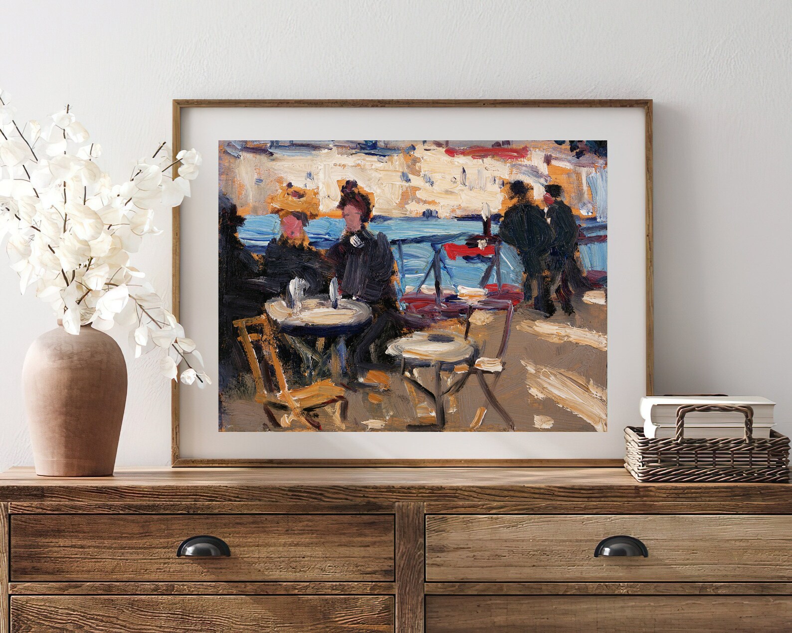 PRINTABLE ART | A Cafe Scene Oil Painting | Vintage Cafe Art Print ...