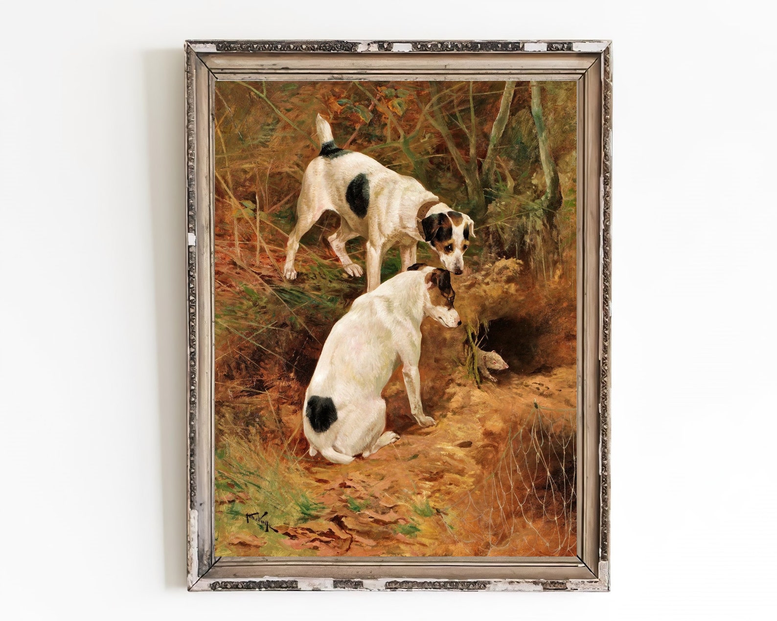 CANVAS ART PRINT | Two Pointers Hunting Wall Art Print | Dog Lovers Oil ...