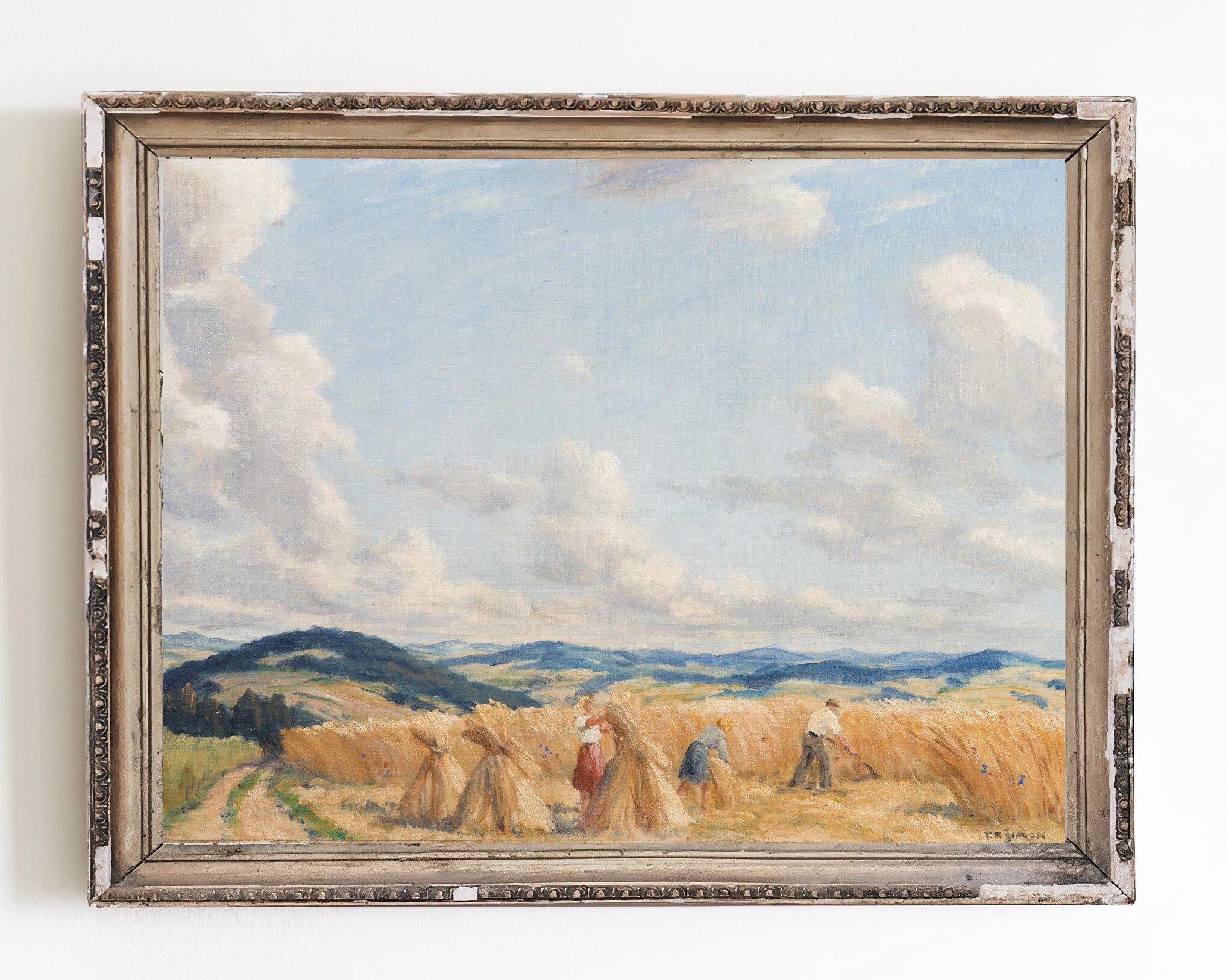 PRINTABLE ART | Vintage Harvest Oil Painting | Farmer Work Art Print ...