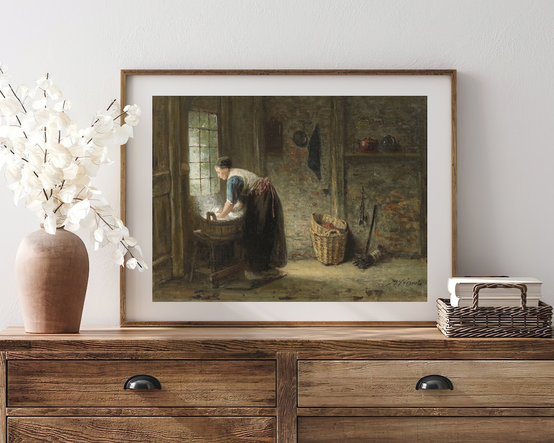 CANVAS ART PRINT Woman Washing Laundry Oil Painting - Etsy