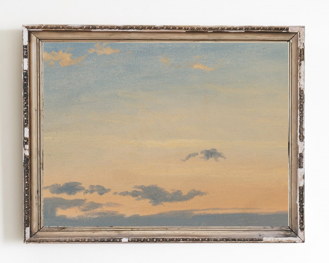 PRINTABLE ART | Vintage Sunny Sky Oil Painting | Classic Landscape ...