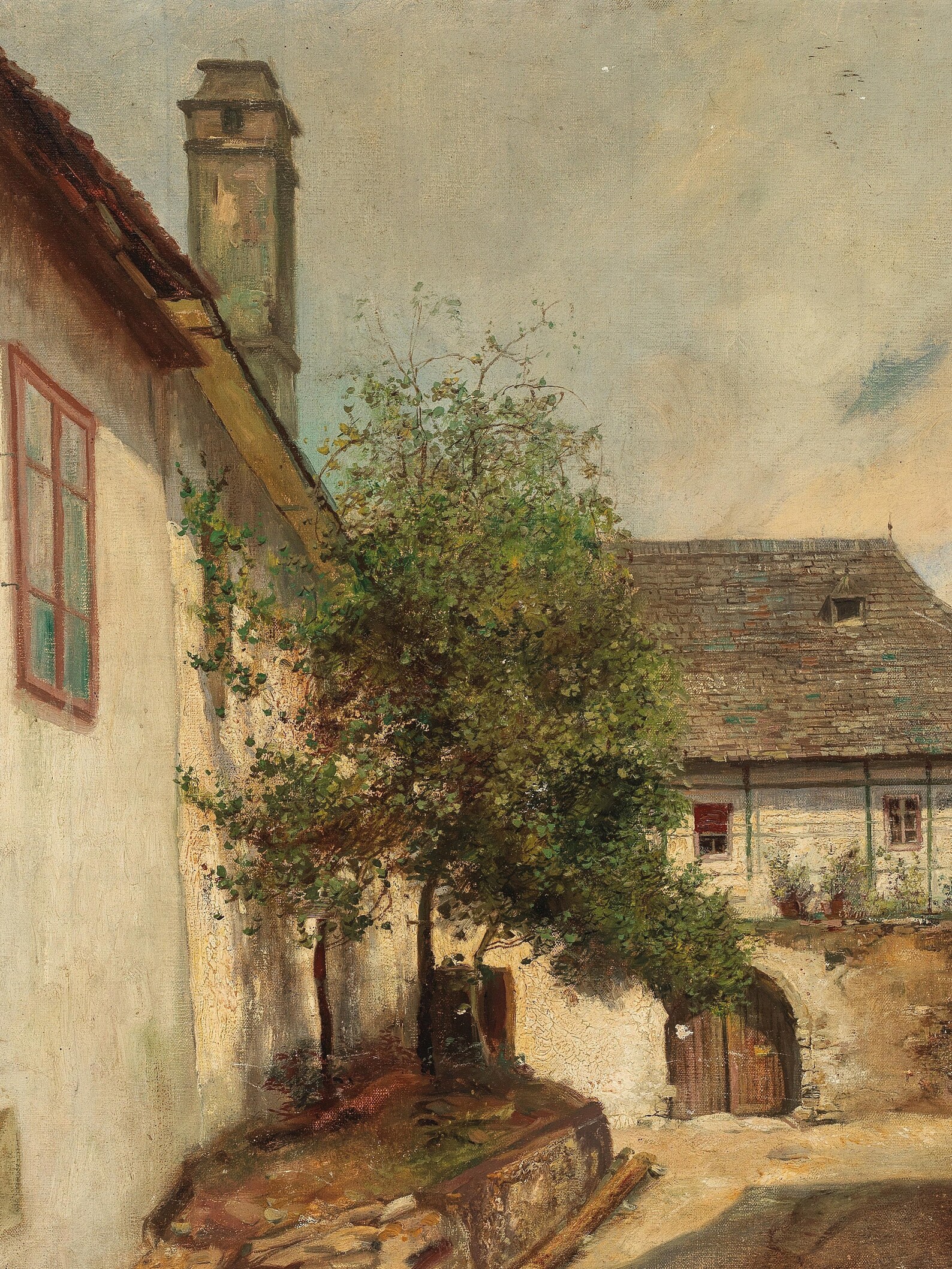 PRINTABLE ART | Vintage Old Alley Oil Painting | Antique Old Town Wall ...