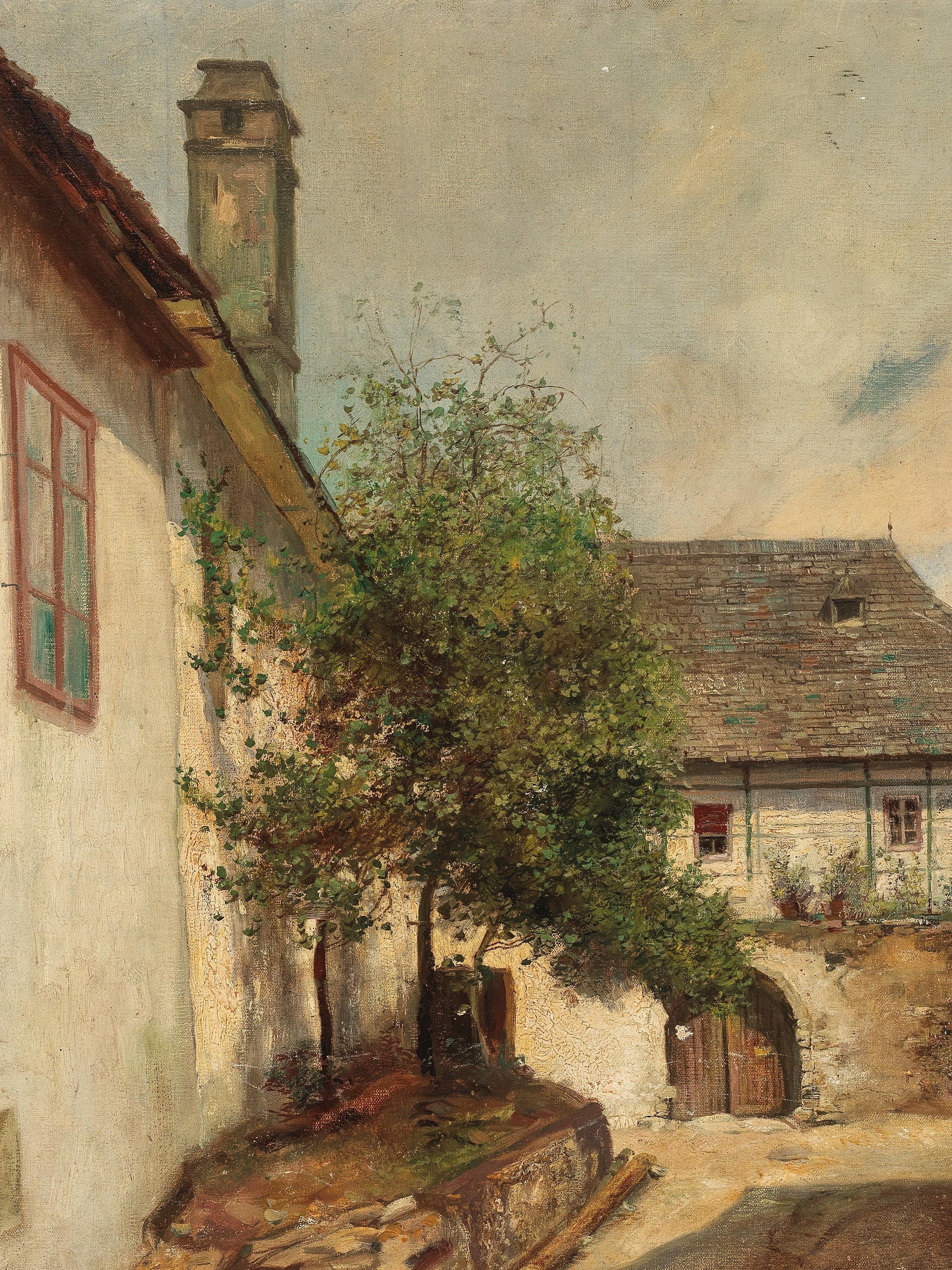 PRINTABLE ART | Vintage Old Alley Oil Painting | Antique Old Town Wall ...
