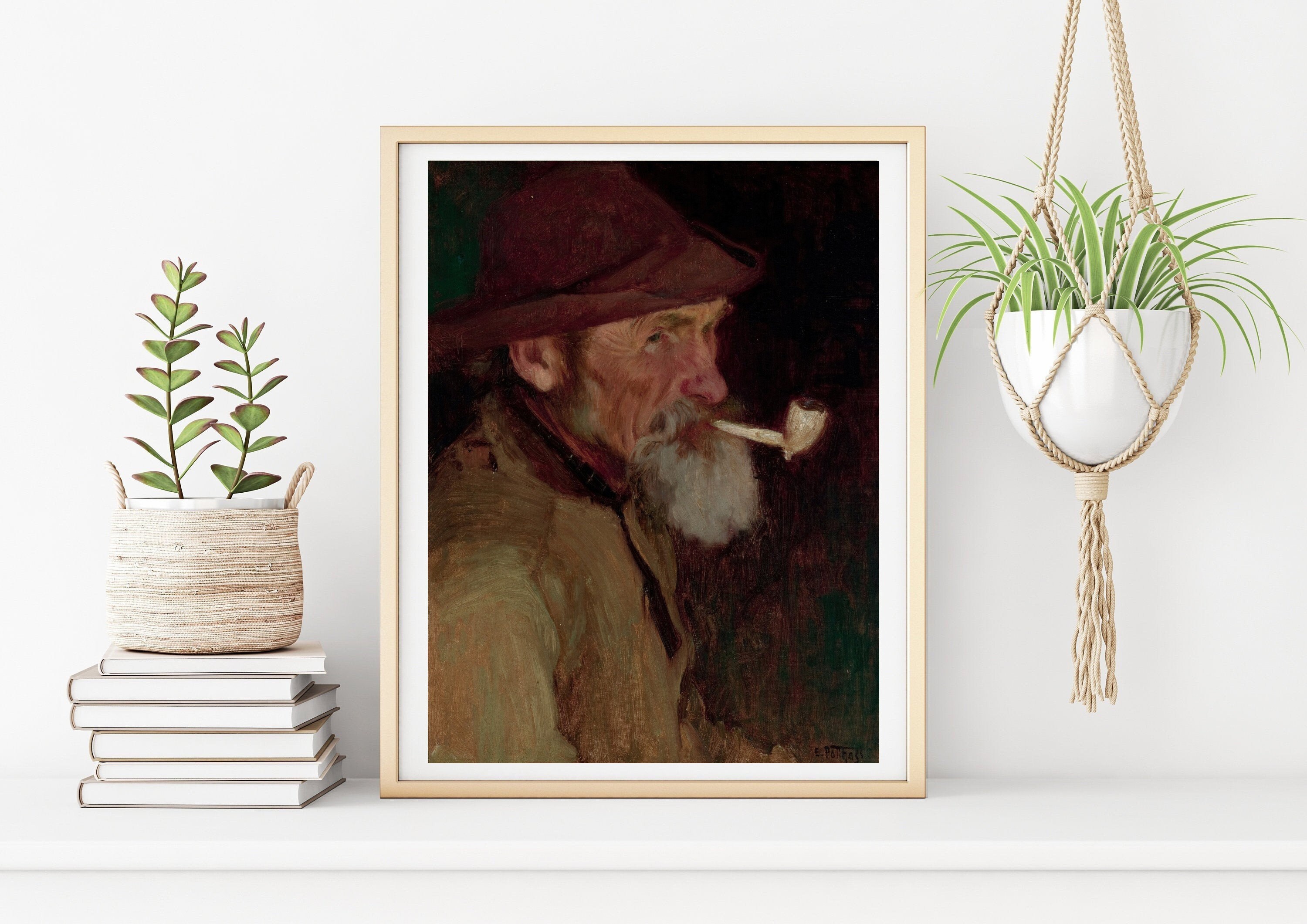 Bearded Sailor Portrait Canvas Art Print | Tobacco Pipe, Nautical Decor - Etsy