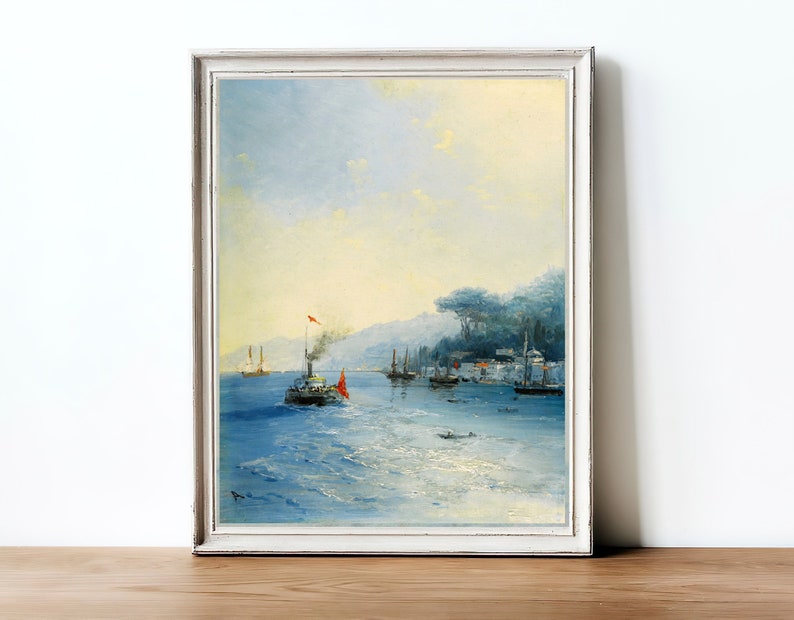 CANVAS ART PRINT | Blue Sea Art Print | Sky Background and Yachts ...