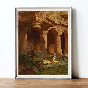 CANVAS ART PRINT | Tiger at Rest Wall Art Print | Antique Architecture ...