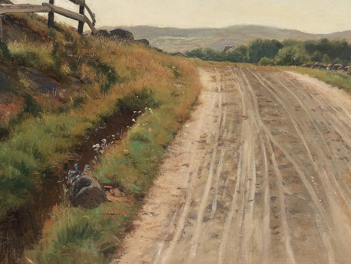 PRINTABLE ART | Vintage Country Road Oil Painting | Print of a Gravel ...
