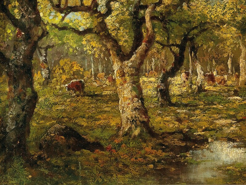 PRINTABLE ART Vintage Forest Wall Art Autumn Forest Oil Painting ...