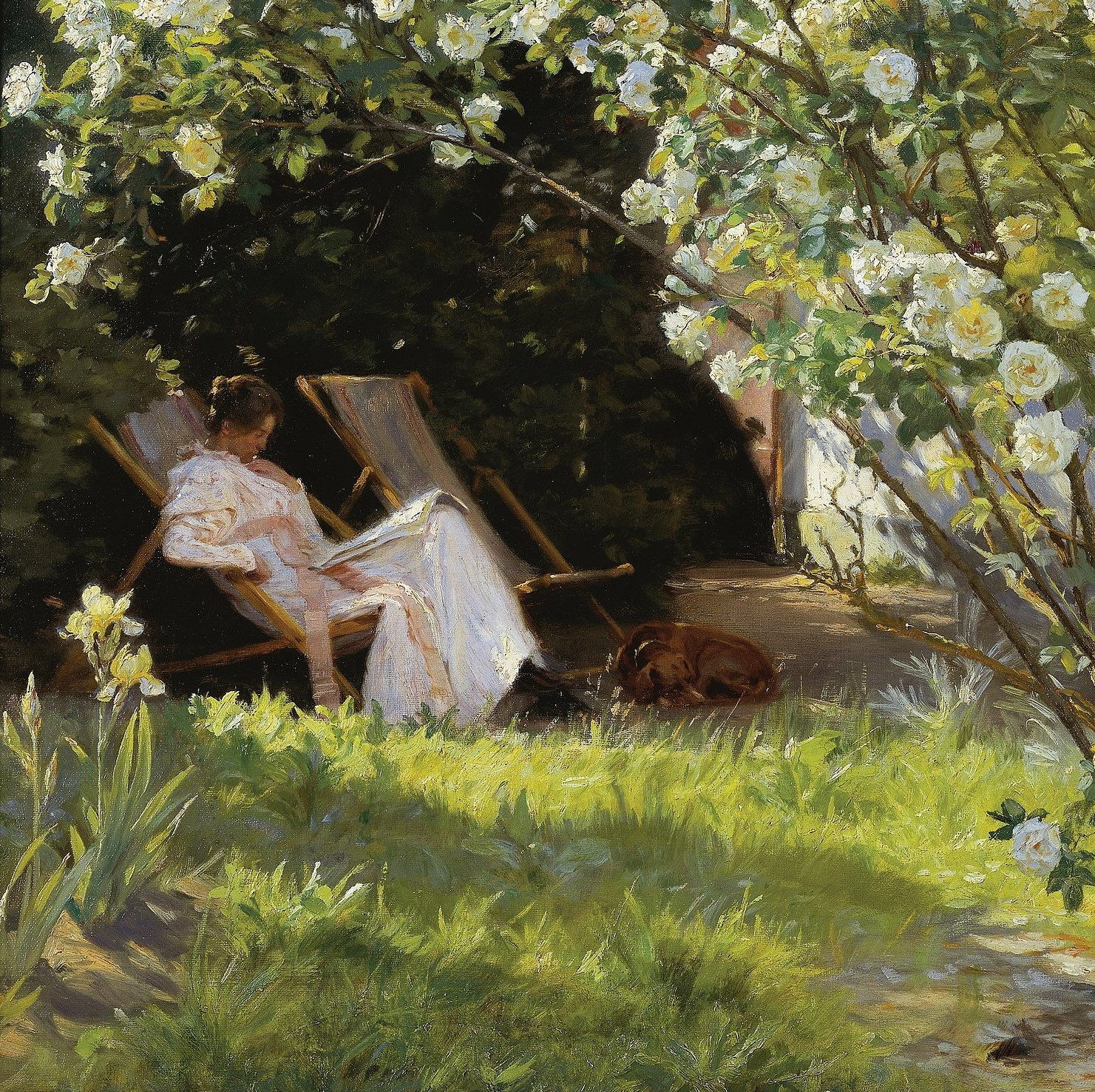 CANVAS ART PRINT Woman Reading in the Garden Oil Painting - Etsy