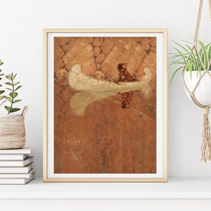 CANVAS ART PRINT Native American Fishing With Bow From a | Etsy