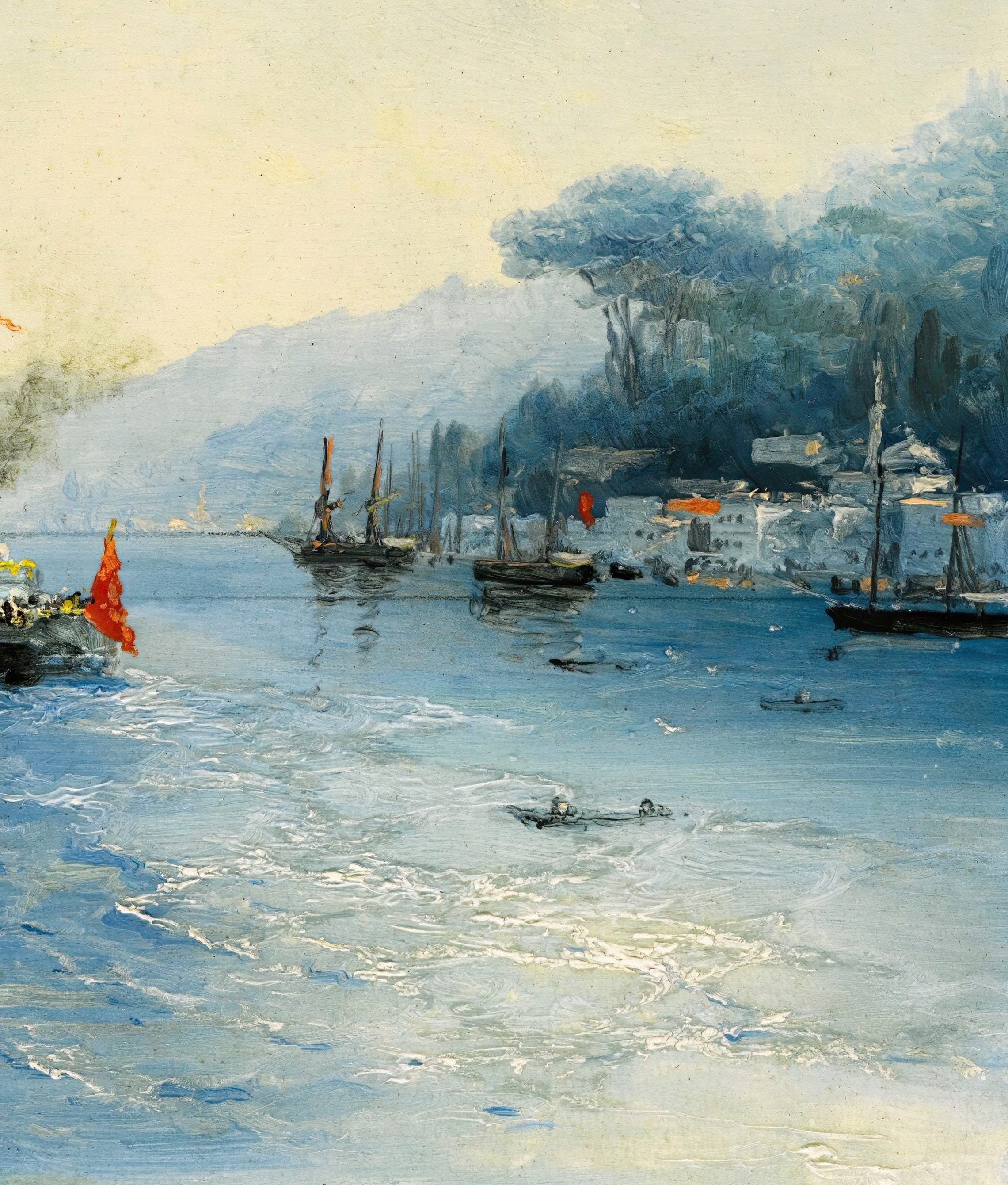 CANVAS ART PRINT Blue Sea Art Print Sky Background and Yachts Ship Home ...