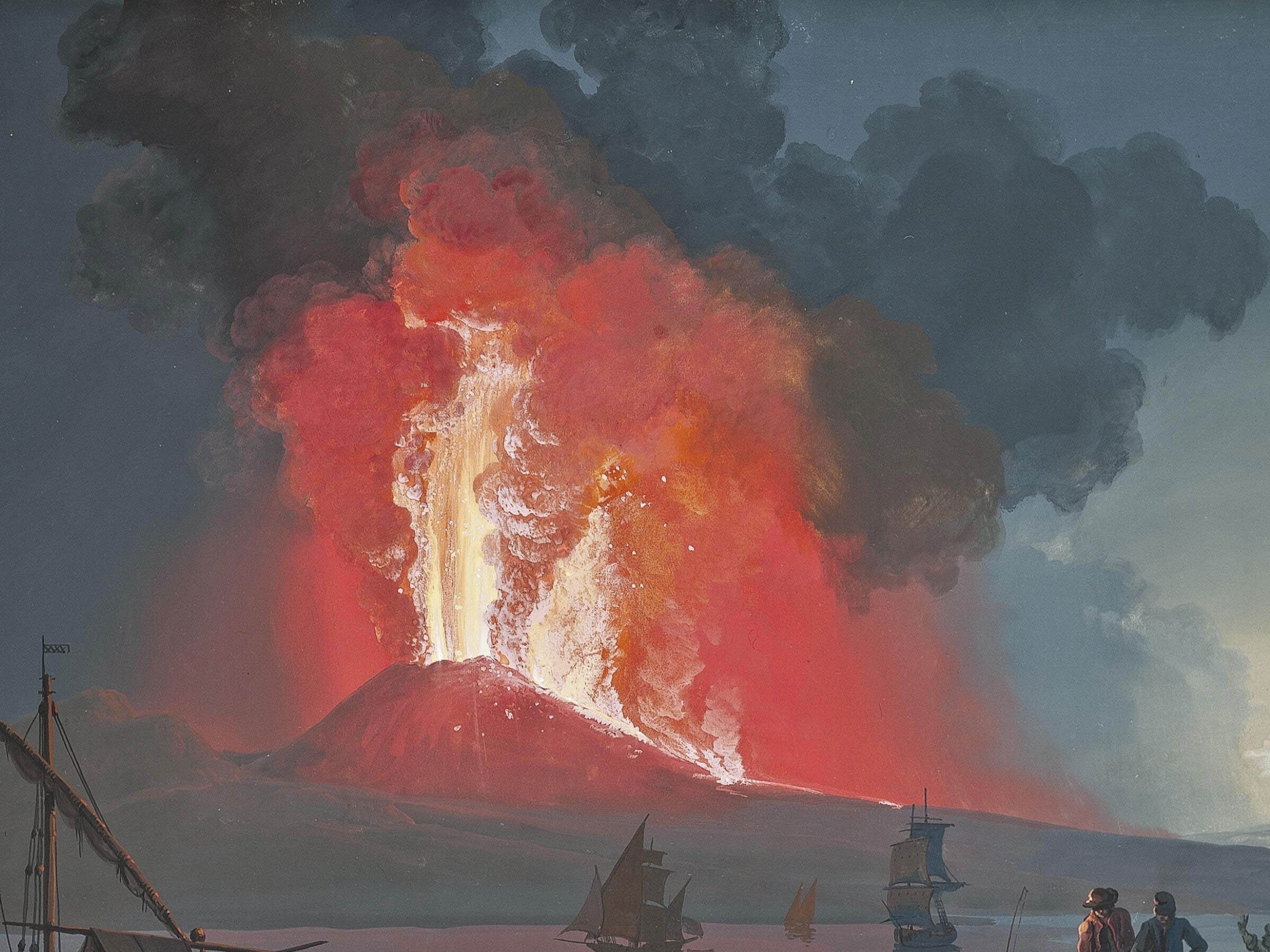 CANVAS ART PRINT | Night View of an Erupting Vesuvius | Volcano ...