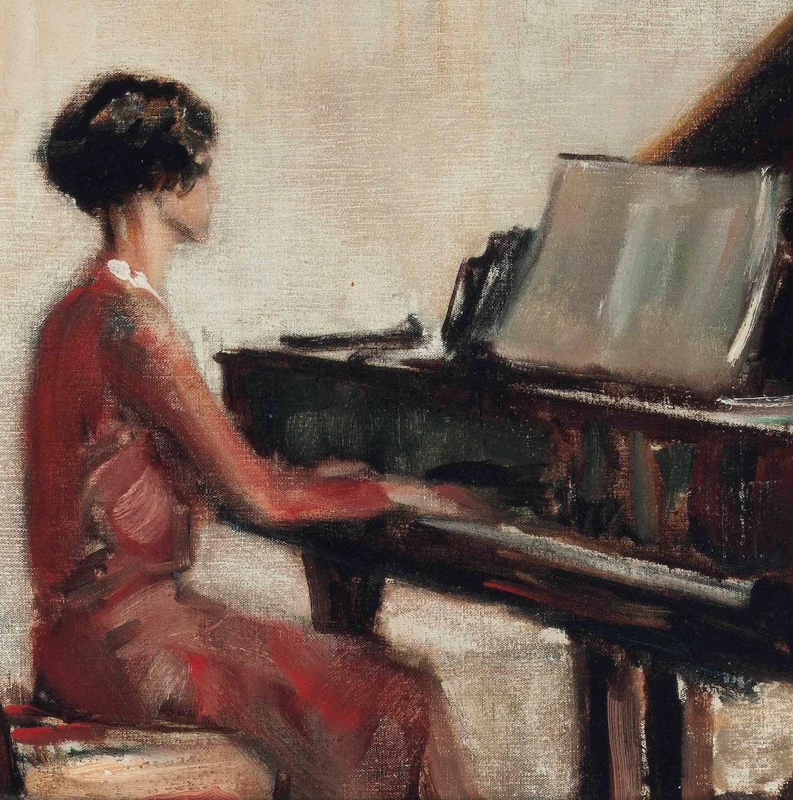 PRINTABLE ART | Portrait of Piano Player | Woman Playing Piano | Moody ...