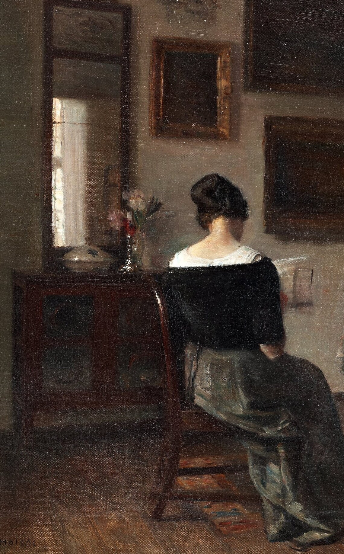 PRINTABLE ART | Vintage Interior Scene Oil Painting | at the Breakfast ...