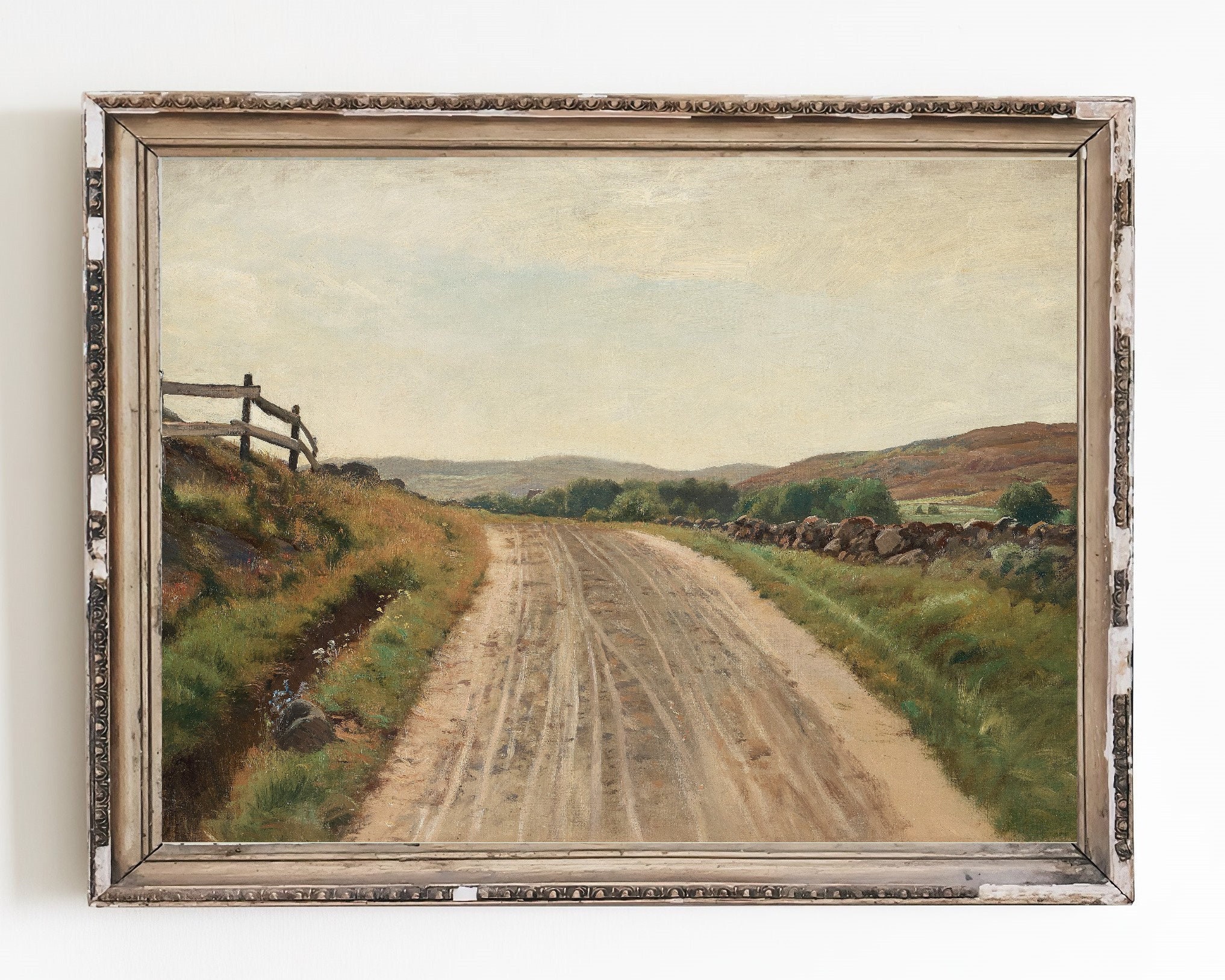 PRINTABLE ART | Vintage Country Road Oil Painting | Print of a Gravel ...