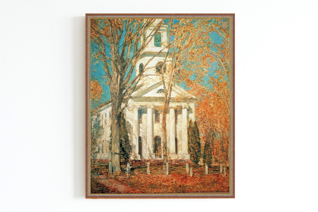 CANVAS ART PRINT | Vintage Church Wall Art Print | Church in Fall ...