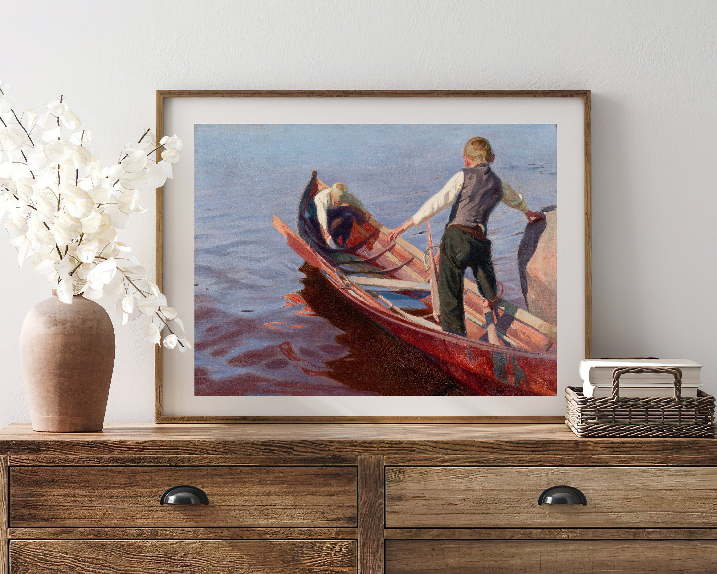 CANVAS ART PRINT | Two Boys on a Boat Trip Wall Art Print | Childhood ...
