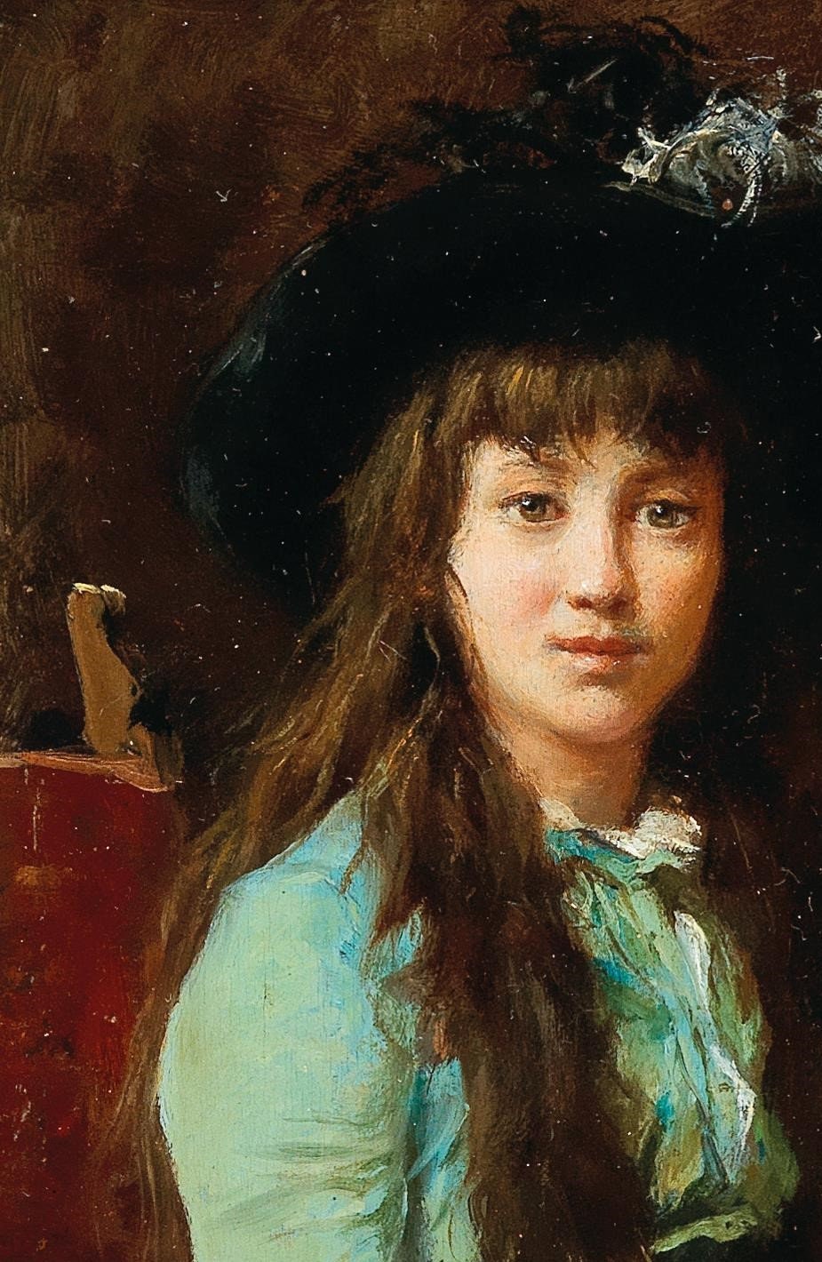 PRINTABLE ART | Portrait of a Girl With a Feather Hat | Antique Oil ...