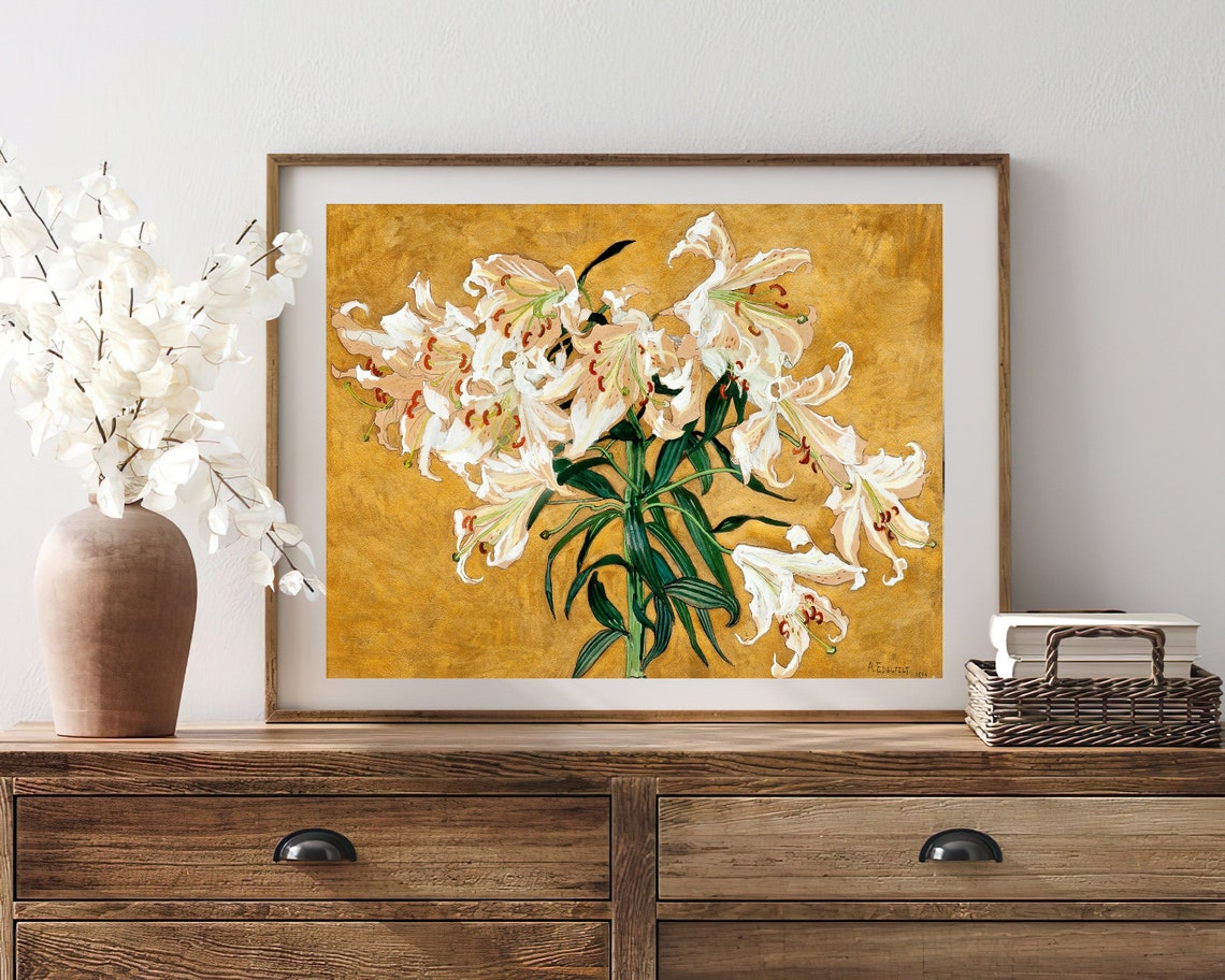 CANVAS ART PRINT Vintage Lilies Wall Art Print Botanical - Etsy