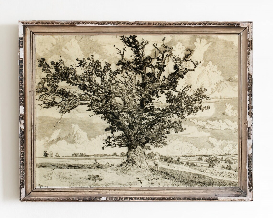 PRINTABLE ART Vintage Tree Drawing Antique Tree Sketch Classic Art Old ...