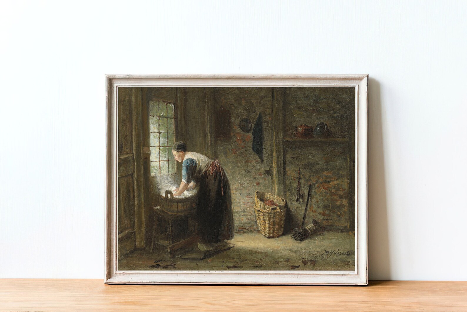 CANVAS ART PRINT Woman Washing Laundry Oil Painting - Etsy