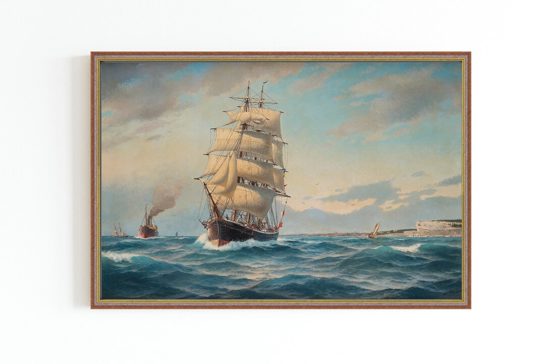Vintage Barque Ship Canvas Art Print | Antique Seascape Decor - Etsy