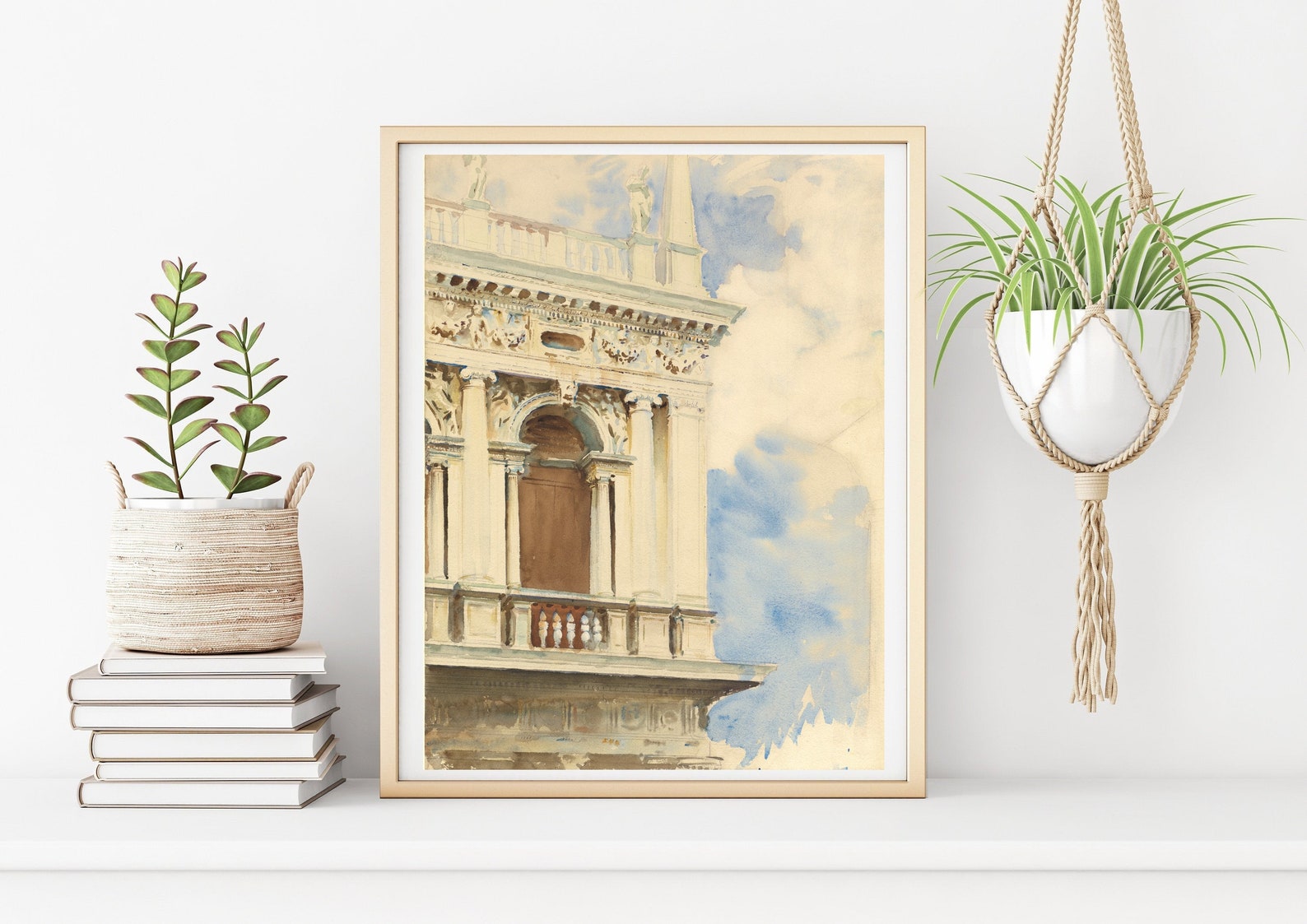 CANVAS ART PRINT White Residential Building With Balcony Architecture ...