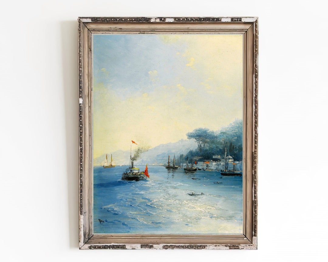 CANVAS ART PRINT | Blue Sea Art Print | Sky Background and Yachts ...