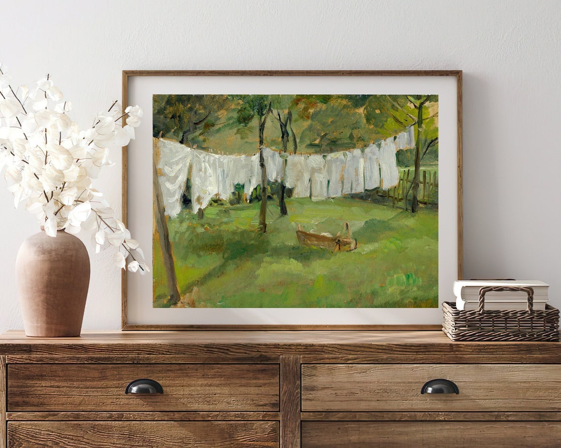 CANVAS ART PRINT | Clothes Line Wall Art Print | Laundry Line Oil ...