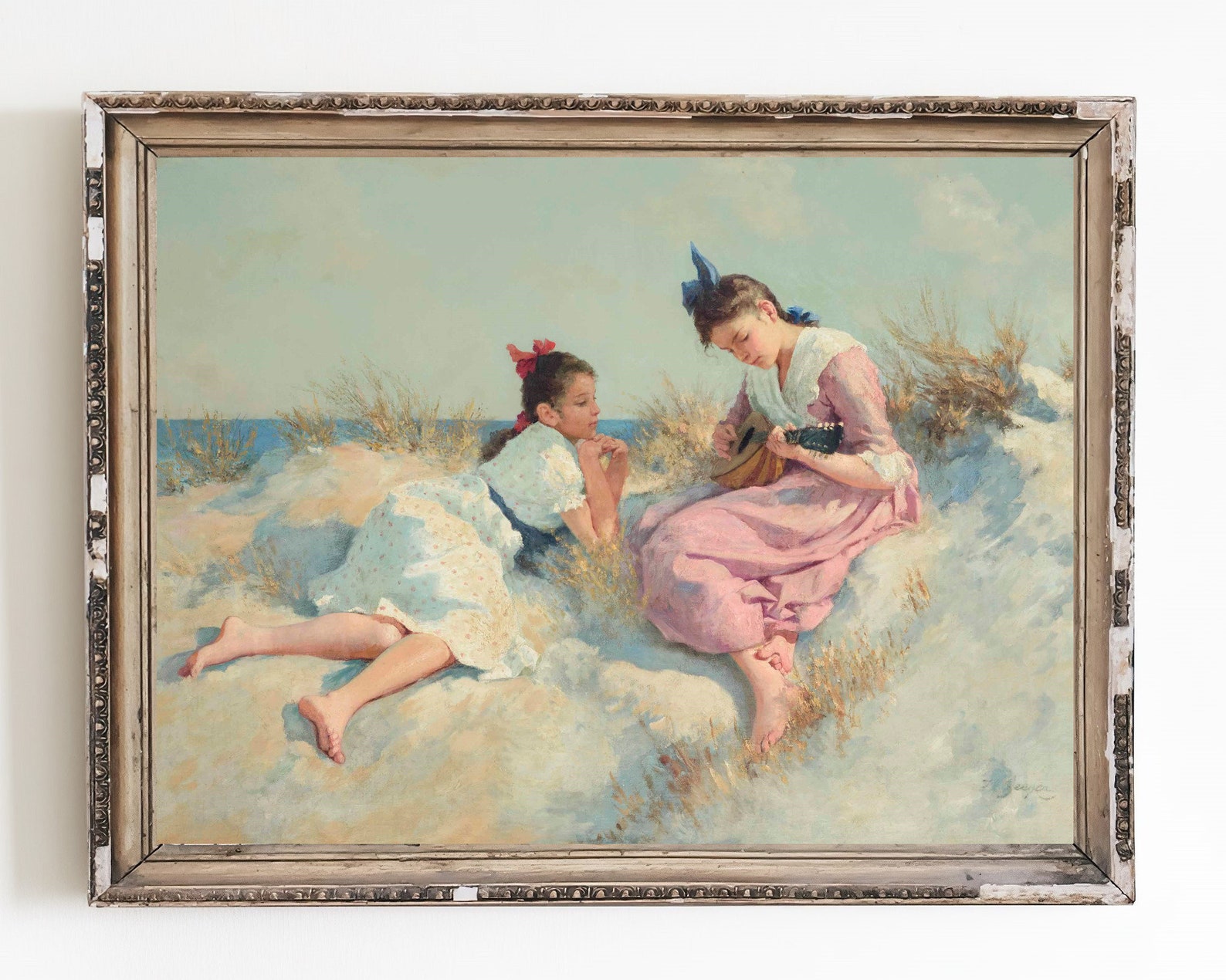 PRINTABLE ART | Two Sisters Art Print | Music Girl Portrait | Vintage ...