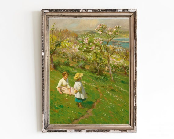 CANVAS ART PRINT Springtime in the Orchard Oil Painting | Etsy