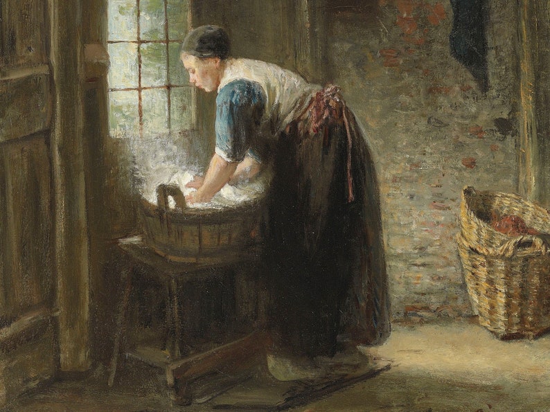CANVAS ART PRINT Woman Washing Laundry Oil Painting - Etsy
