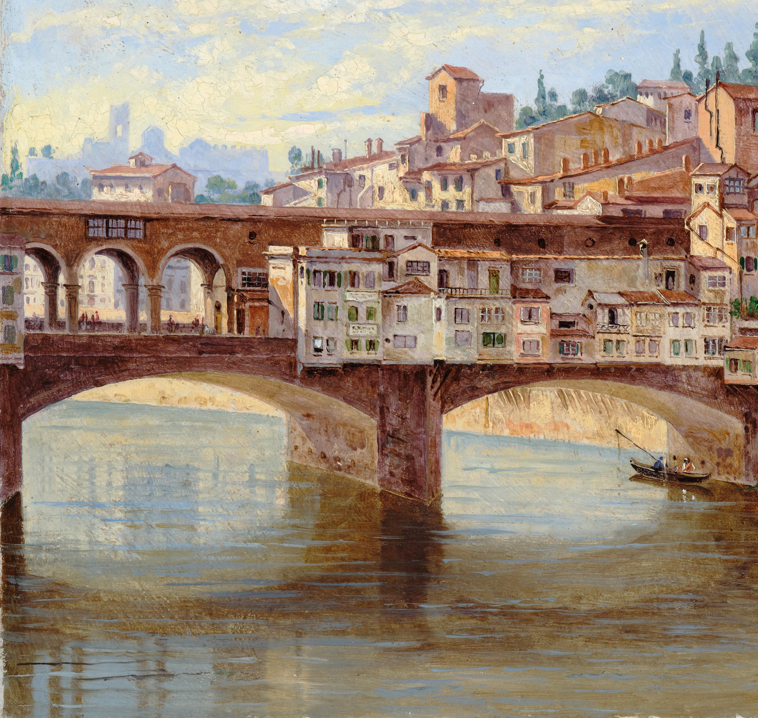 CANVAS ART PRINT | Vintage Florence Oil Painting | Antique Ponte ...