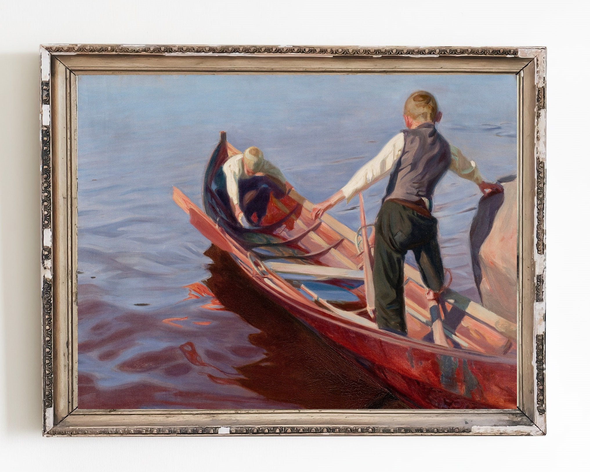 CANVAS ART PRINT | Two Boys on a Boat Trip Wall Art Print | Childhood ...