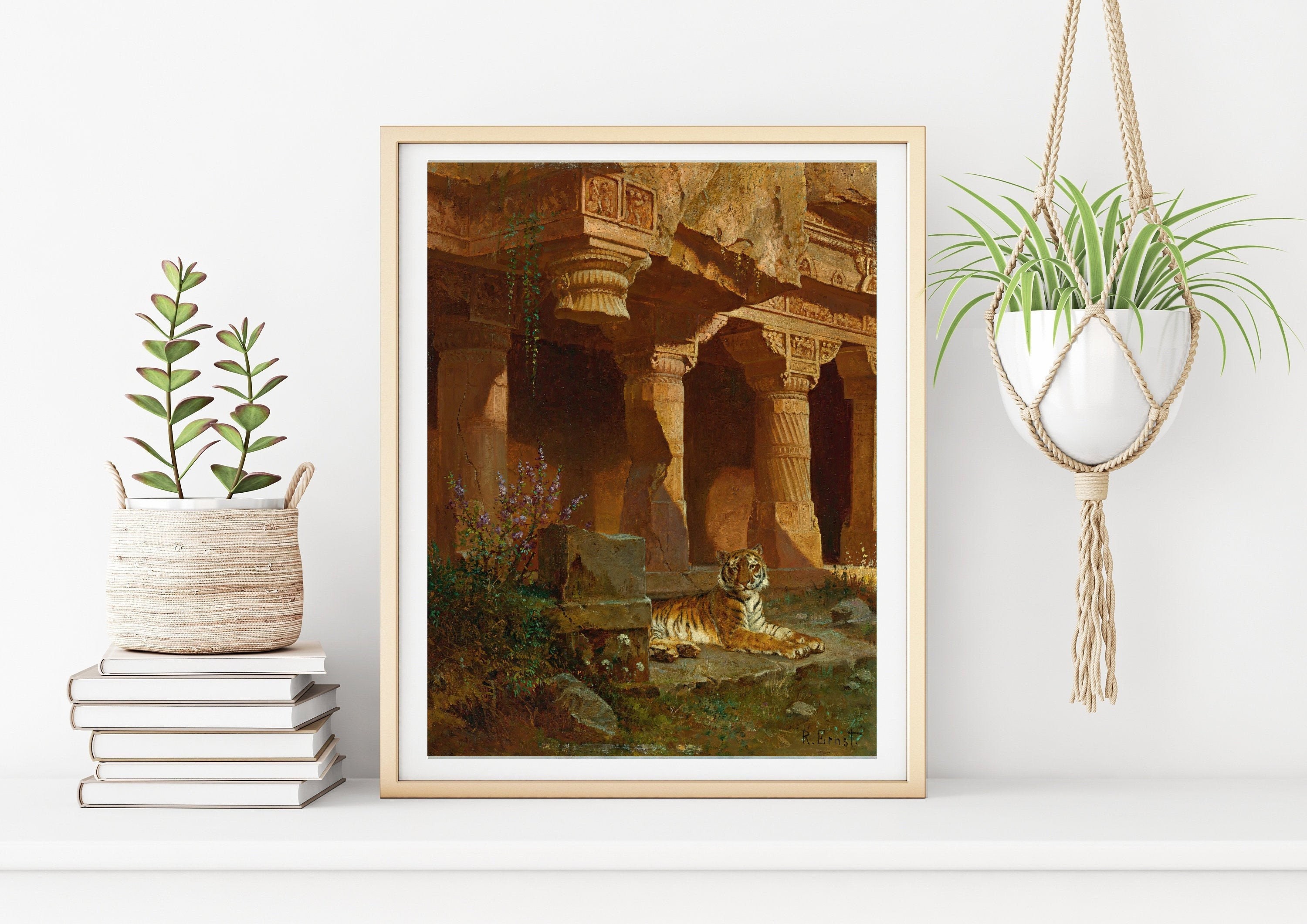 CANVAS ART PRINT | Tiger at Rest Wall Art Print | Antique Architecture ...