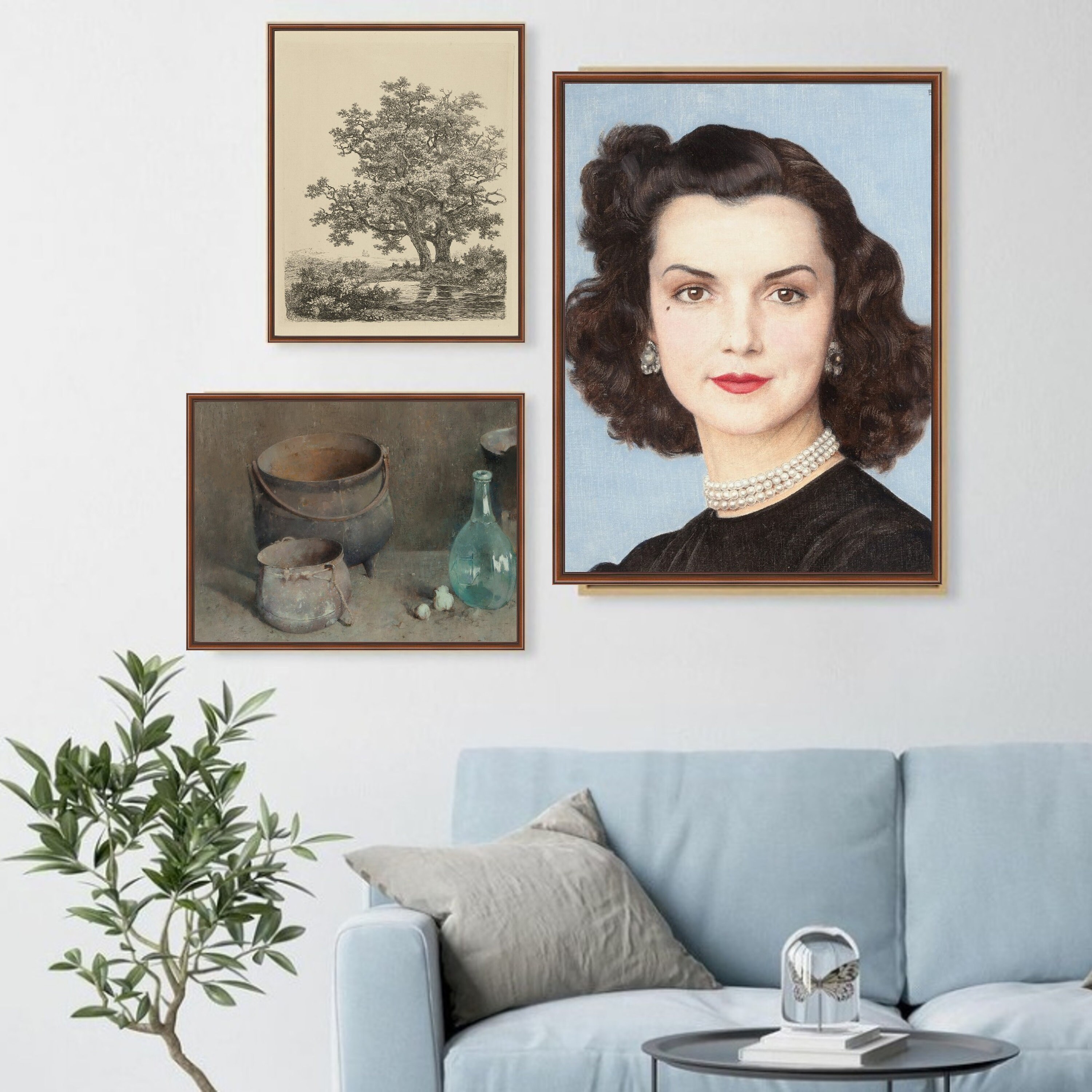 CANVAS ART PRINT | Antique Oak Tree Drawing | Lonely Tree Sketch | Tree ...