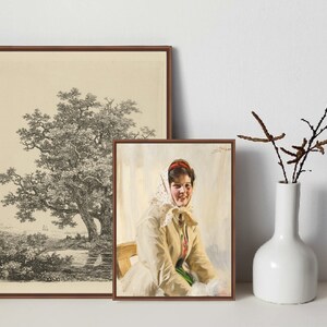 CANVAS ART PRINT | Antique Oak Tree Drawing | Lonely Tree Sketch | Tree ...