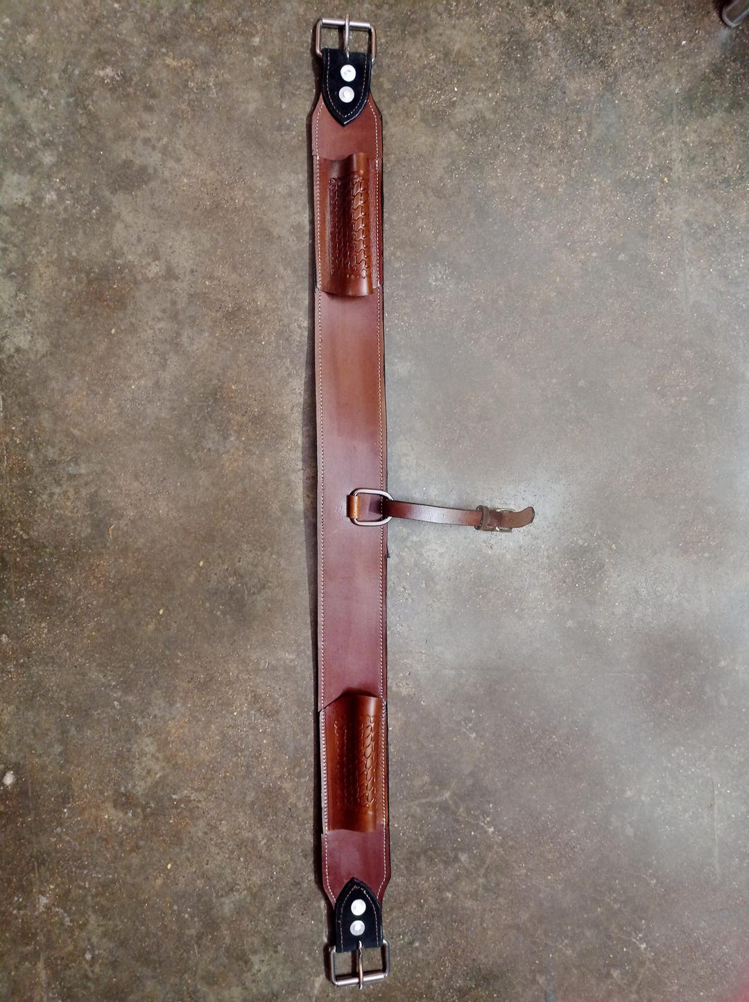 Western Horse Saddle Cinch Leather Rear Flank Back Basket Tooled Cinch ...