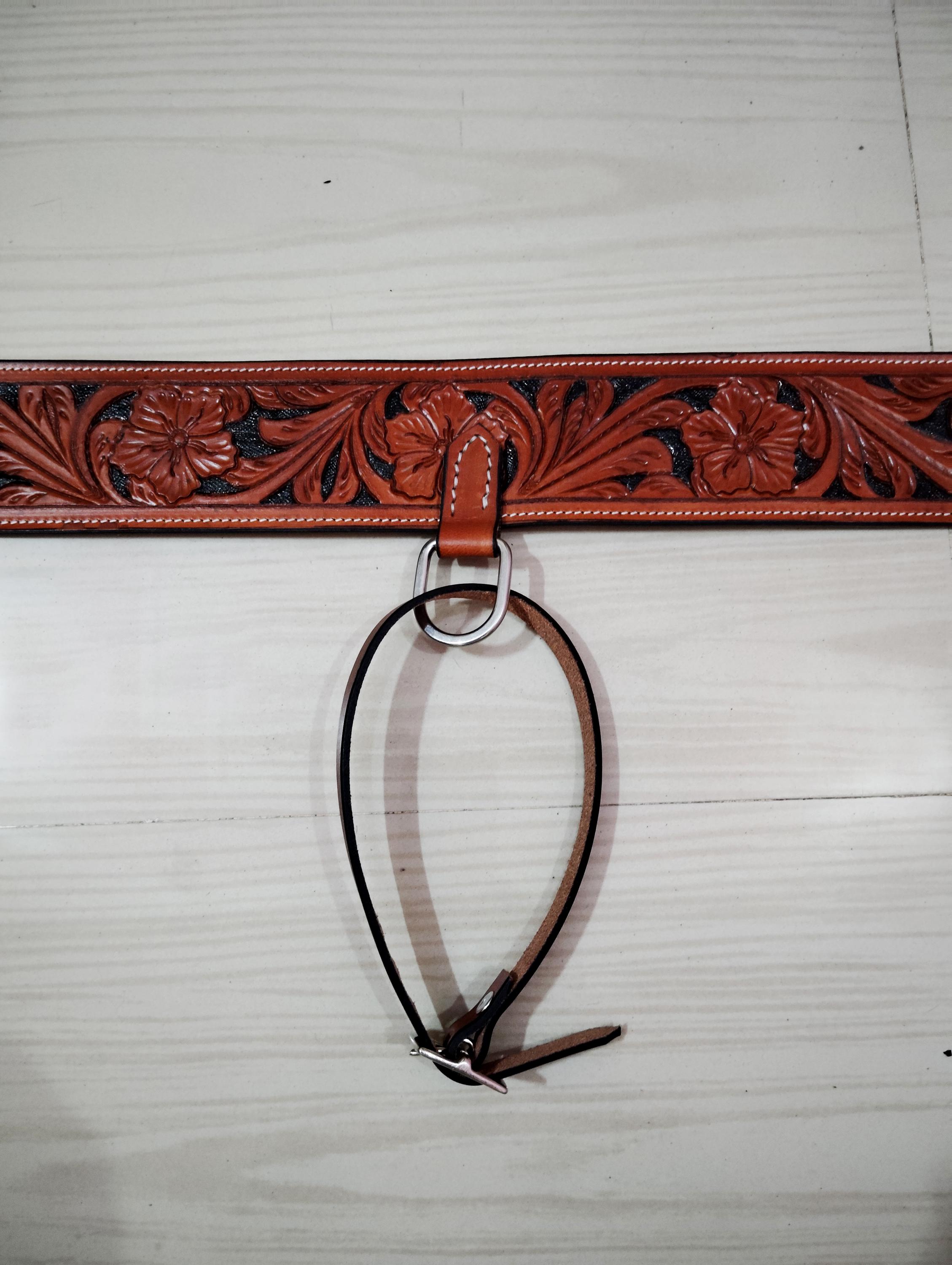 Western Horse Saddle Cinch With Billets Leather Rear Flank Back Basket ...
