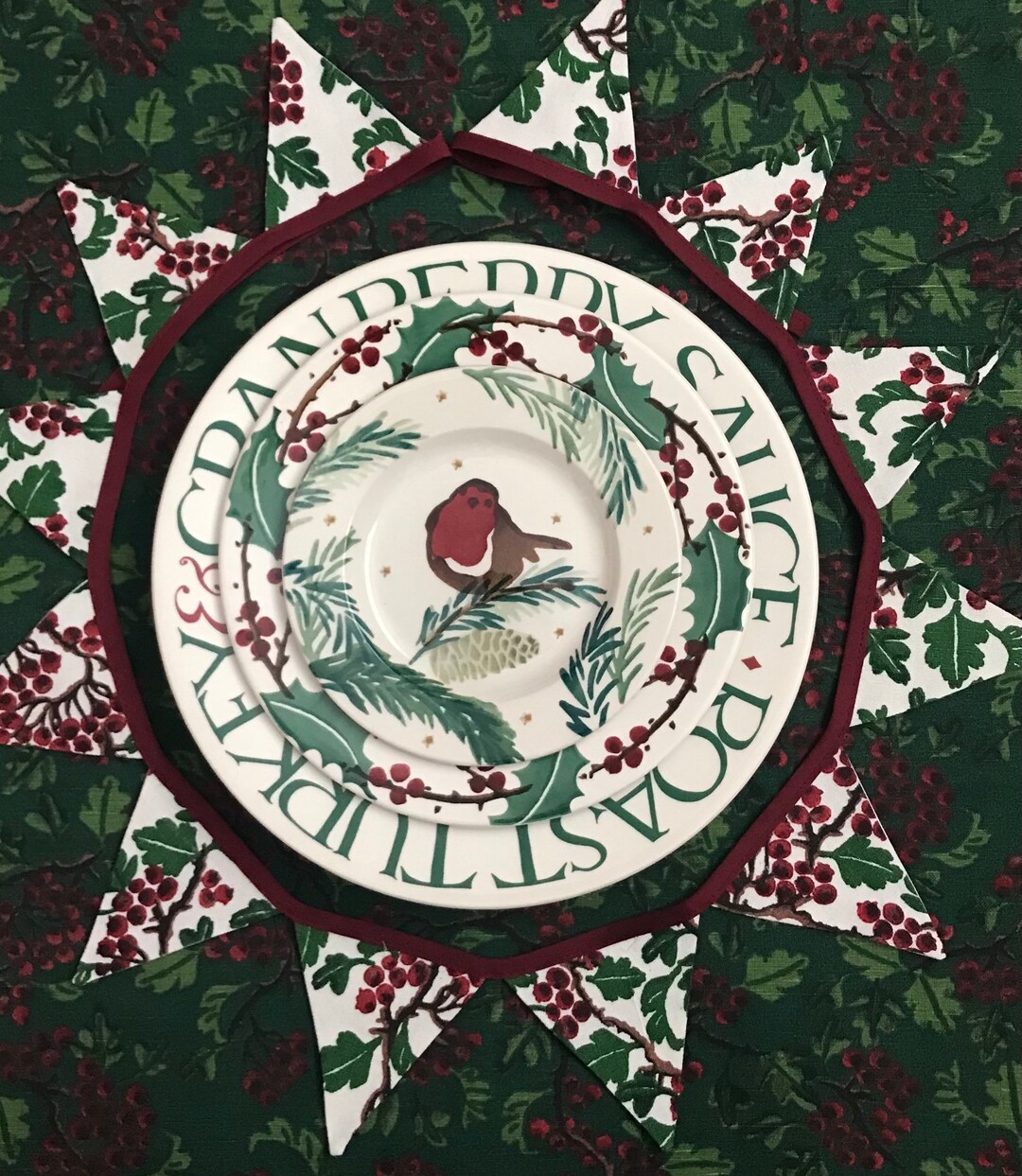 Emma Bridgewater Christmas Holiday Fabric Bunting Garland Flags Banner ...