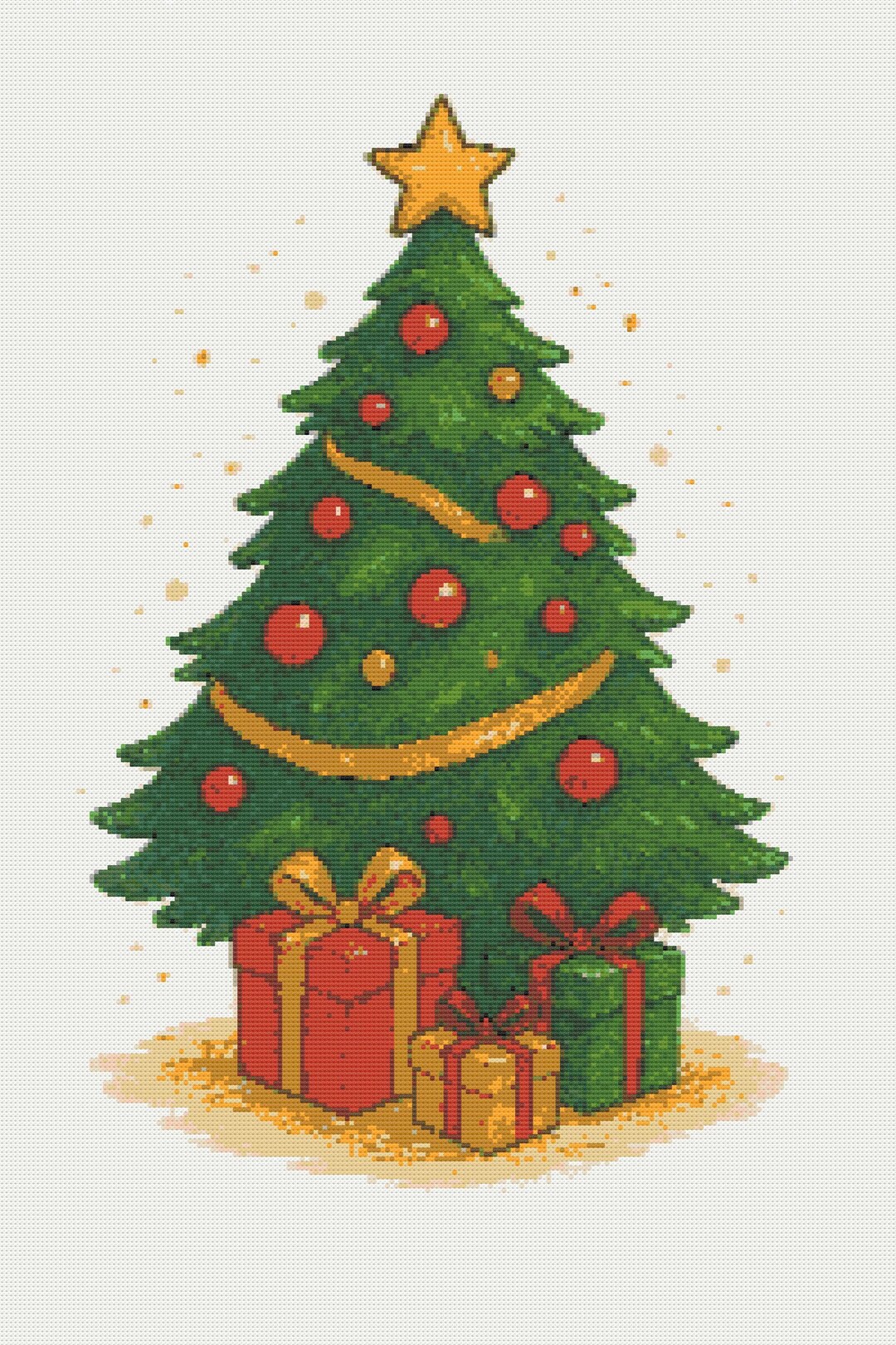 Cottagecore Christmas Tree Cross Stitch Pattern on 22-count Aida - Etsy
