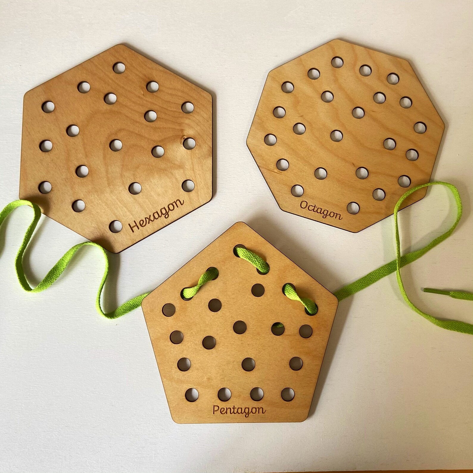 Wooden Geometric Threading Cards Shaped Lacing Boards | Etsy