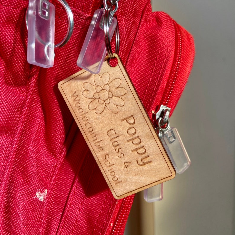 Personalised School Bag Name Tag Book Bag Keyring - Etsy UK