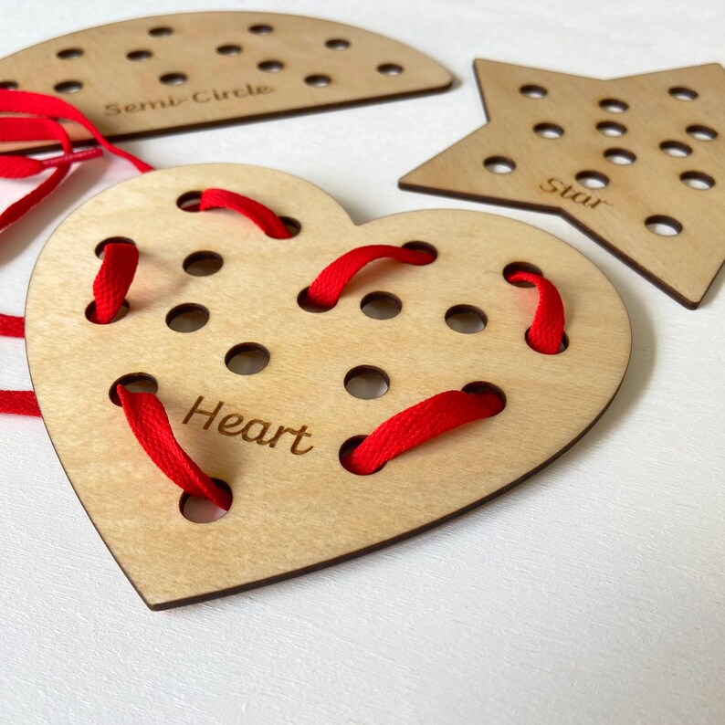 Wooden Geometric Threading Cards Shaped Lacing Boards | Etsy