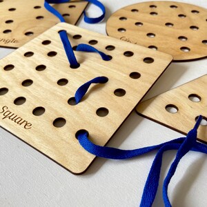 Wooden Geometric Threading Cards Shaped Lacing Boards | Etsy